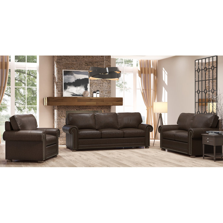 Canora Grey Sopheak 3 - Piece Leather Living Room Set | Wayfair